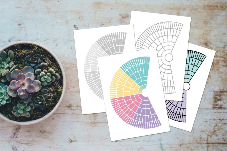 Genealogy Ancestry Fan Chart Set in 7 Colours PDF Template Set (digital ...