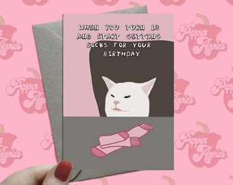 Cat Meme Birthday Card - Etsy UK