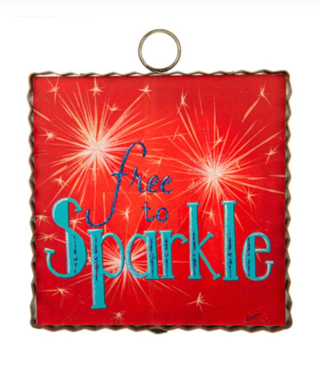 NEW!! Round Top Collection Mini Free to Sparkle Print Metal Sign Wreath ...