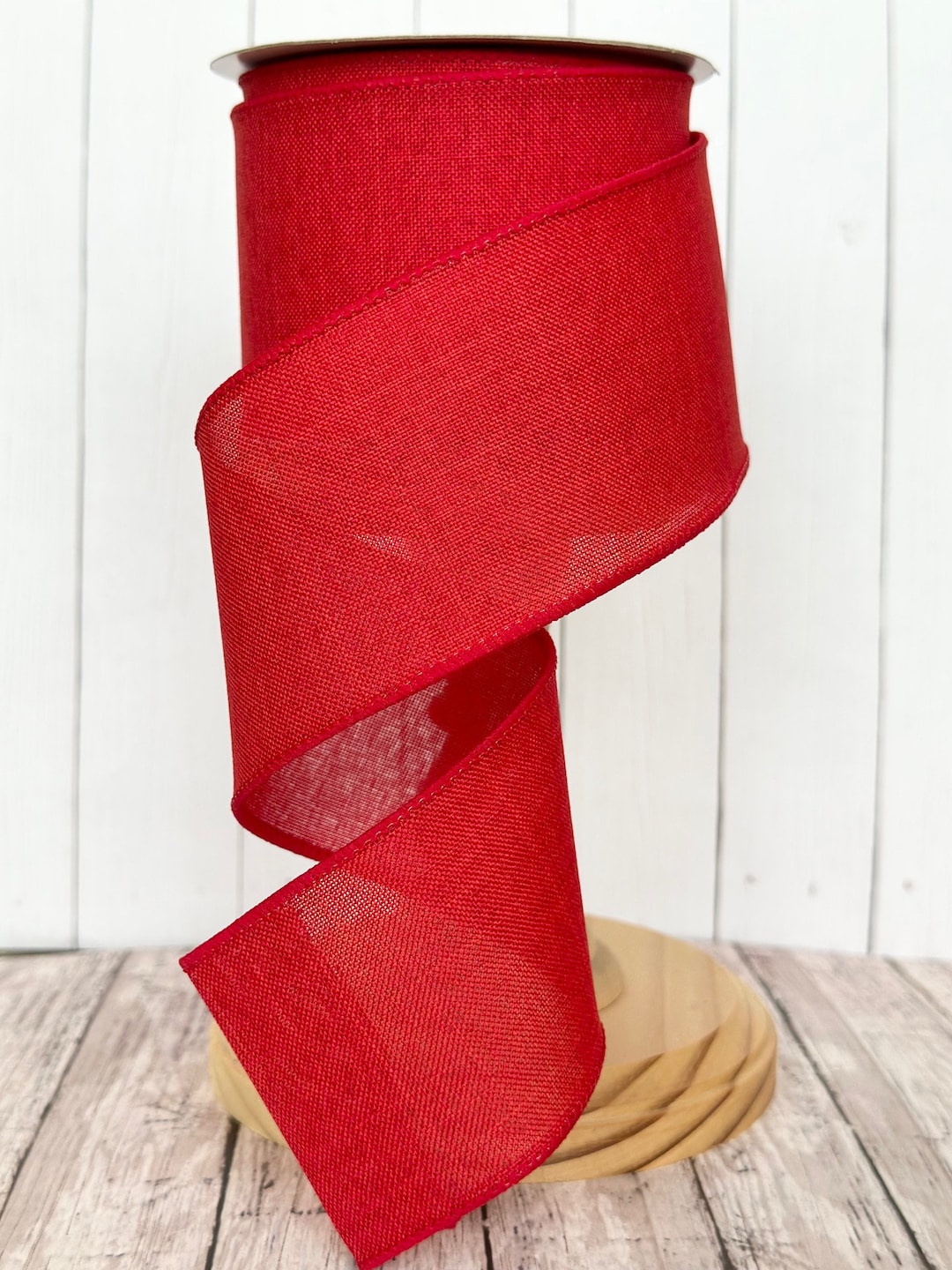NEW Royal Burlap Solid Red Wired Ribbon for Wreaths or Bows 2.5 X 10 ...