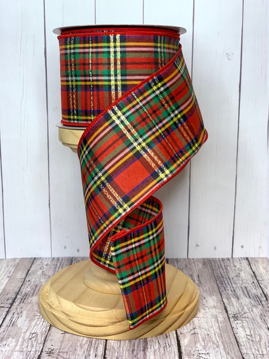 RESTOCKED!! Christmas Tartan Plaid Nutcracker Wired Ribbon for Wreaths ...