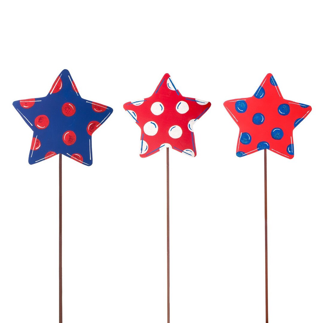 NEW Round Top Collection Polka Dot Stars Set of 3 Independence Day ...