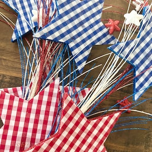NEW!! 29" Gingham Glitter Star Spray Pick Red Blue Floral Design Wreath ...