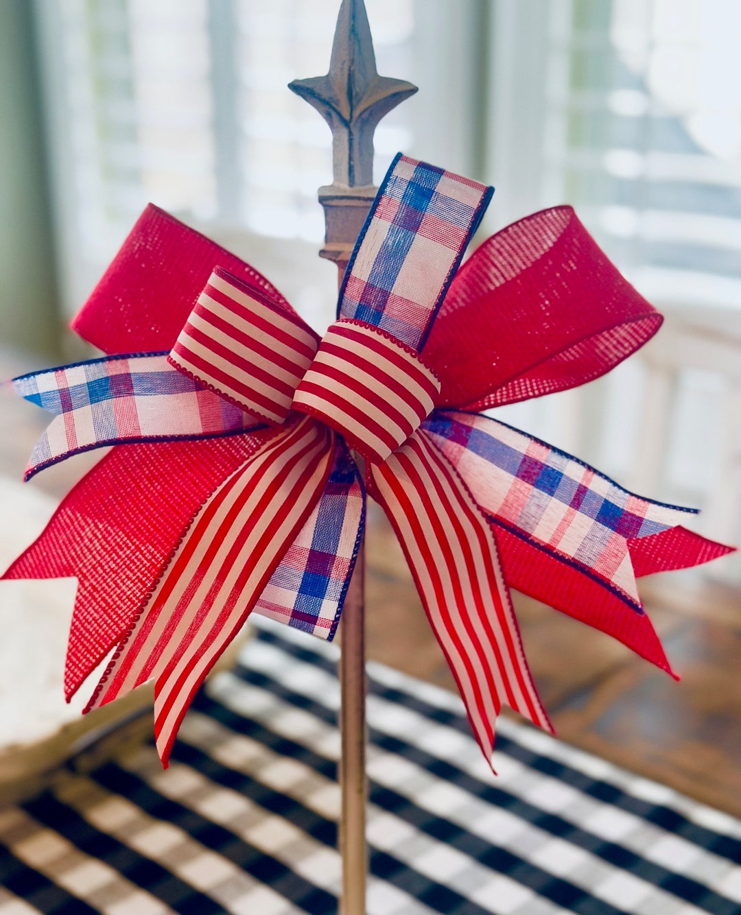 NEW!! 10" Patriotic Bow, July 4th Bow, Wreath Bow, Door Hanger Bow ...