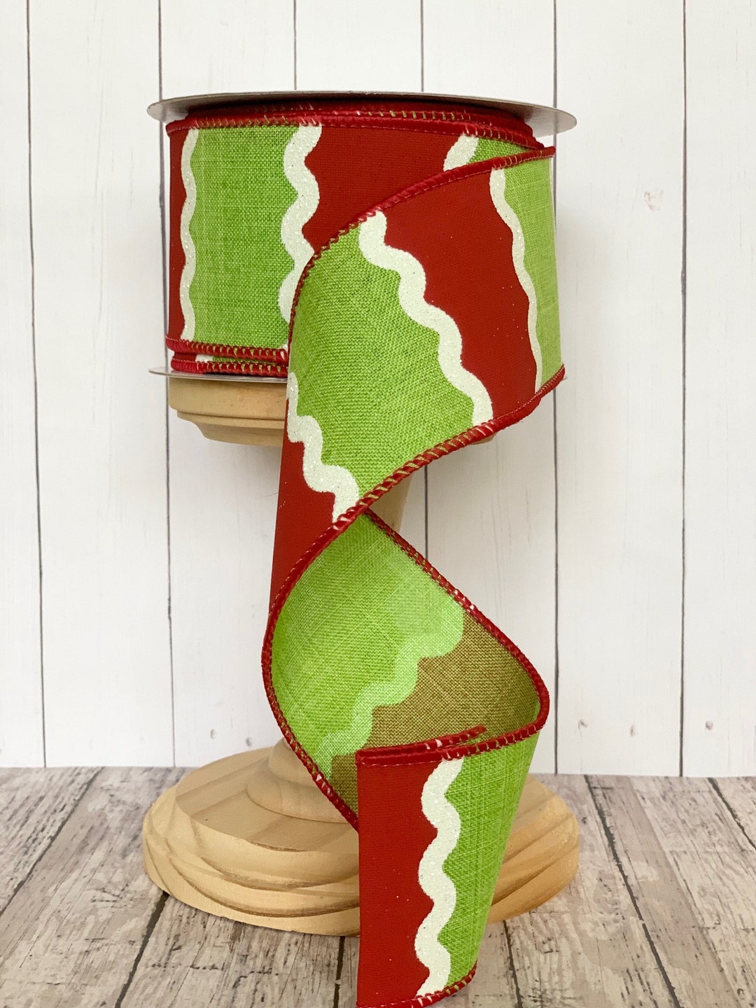 RESTOCKED!! Red Lime Green White Glitter Wavy Stripes Christmas ...