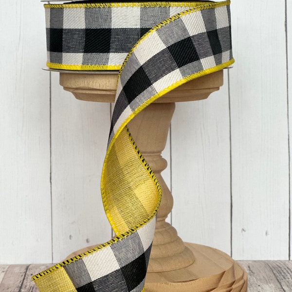 Yellow and Black Wired Ribbon - Etsy