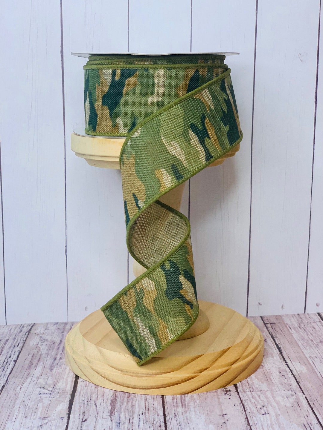 RESTOCKED!! Camouflage Hunting Father's Day Print Woven Ribbon Wired ...