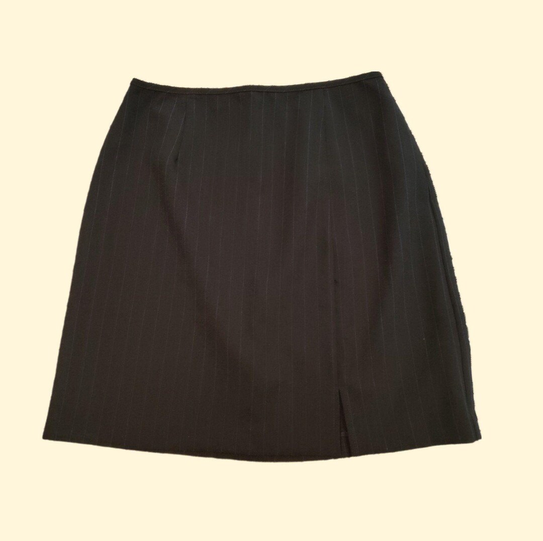 90s Y2K Office Siren Grunge Black Blue Pinstripe Mini Skirt - Etsy