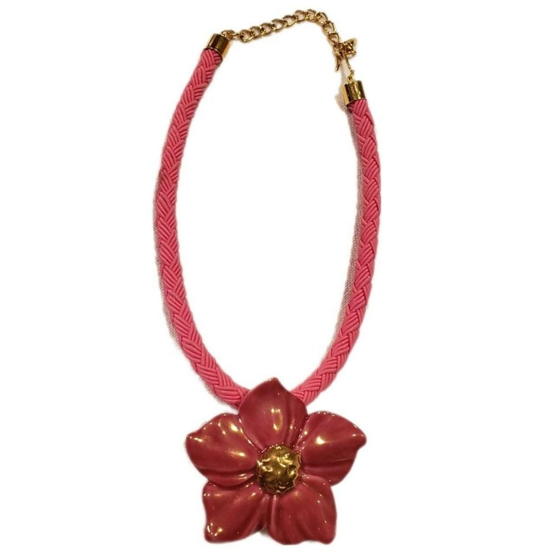 90s Coconut Girl Boho Pink Flower Choker Brooch - Etsy