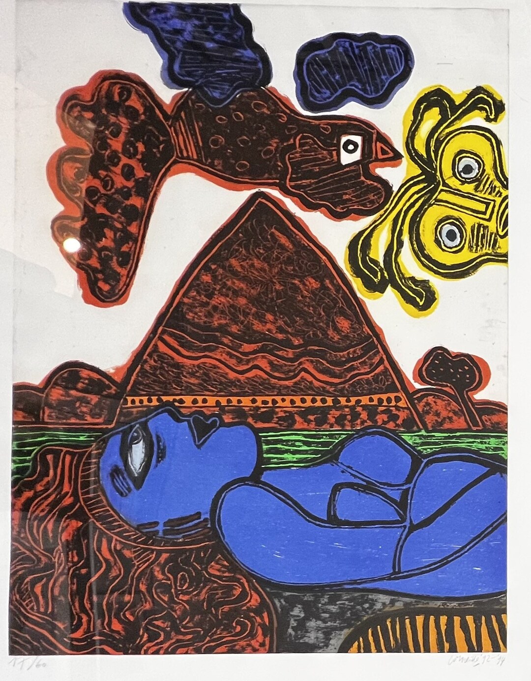 Signed; Guillaume Corneille (1922-2010) Large Engraving Hoggar in ...