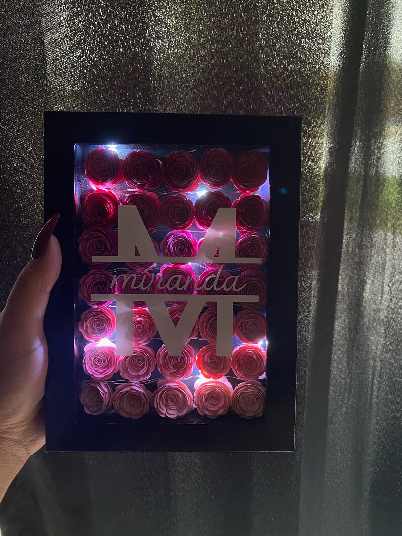 Personalized Name Shadowbox, Custom Flower Frame, Monogram Shadowbox - Etsy