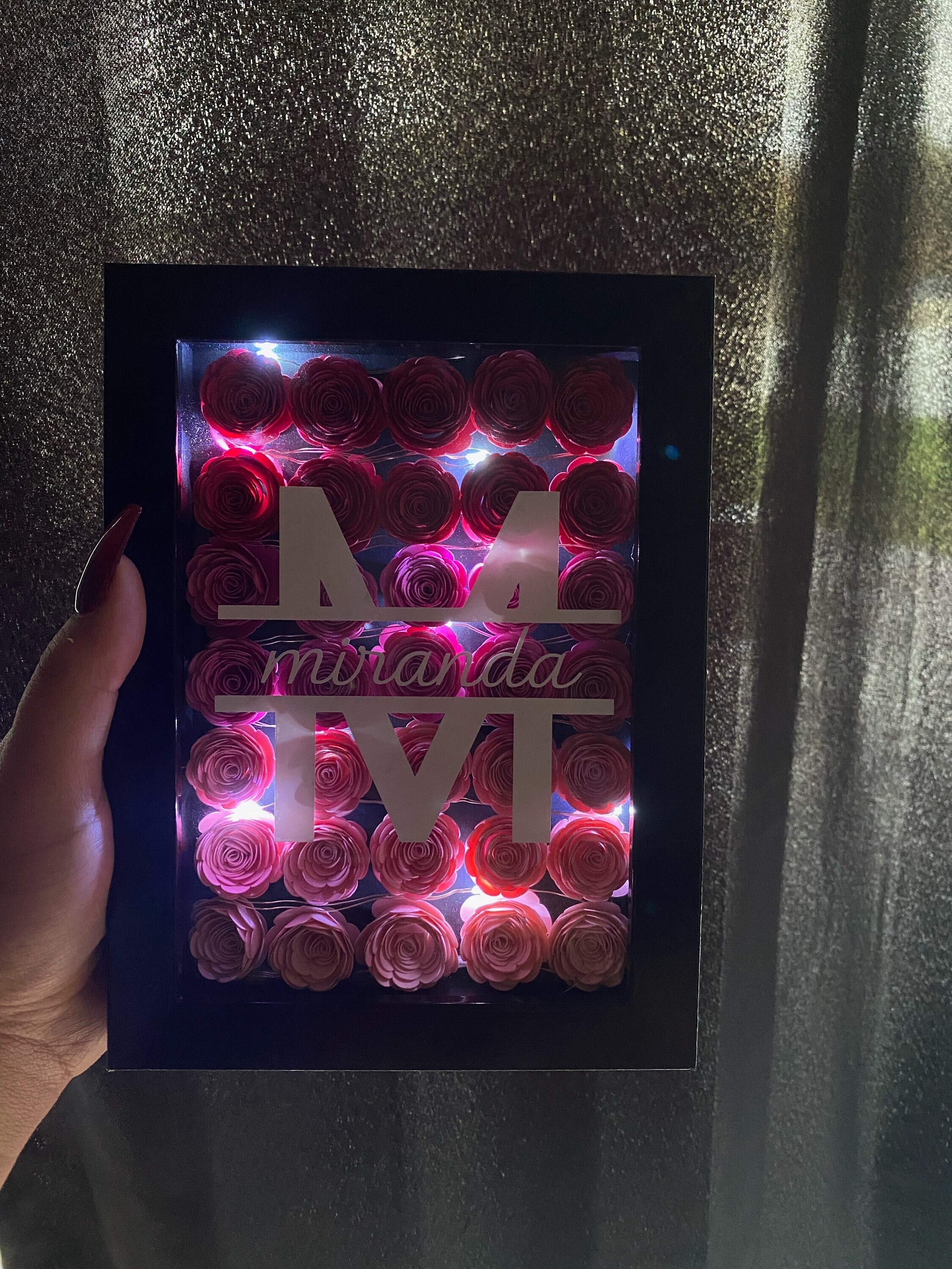 Personalized Name Shadowbox, Custom Flower Frame, Monogram Shadowbox - Etsy