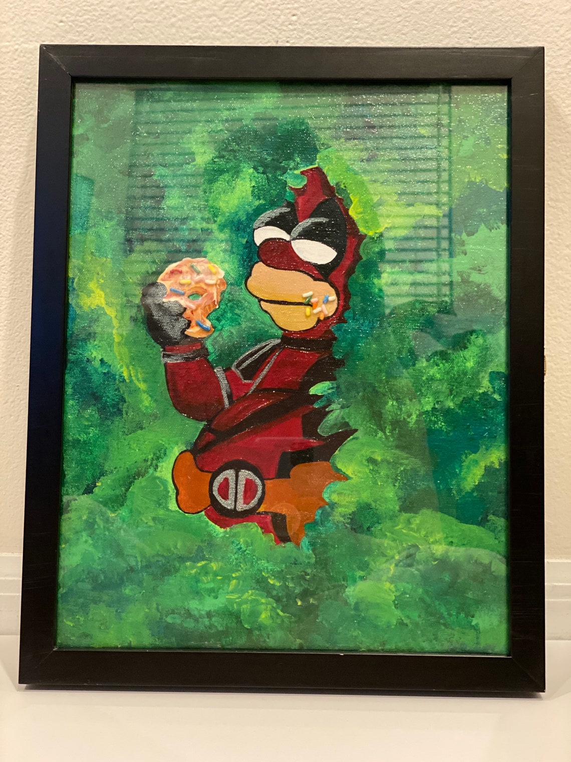 Original Hand-painted Homer Simpson in Disguise Acrylic Painting Glass ...