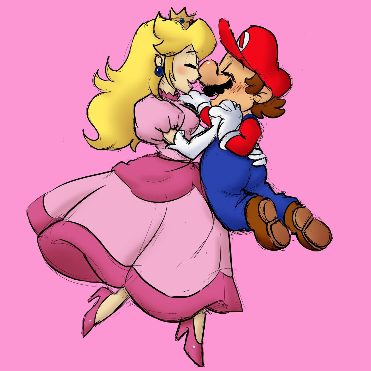 Mario and Peach Keychain/charm - Etsy
