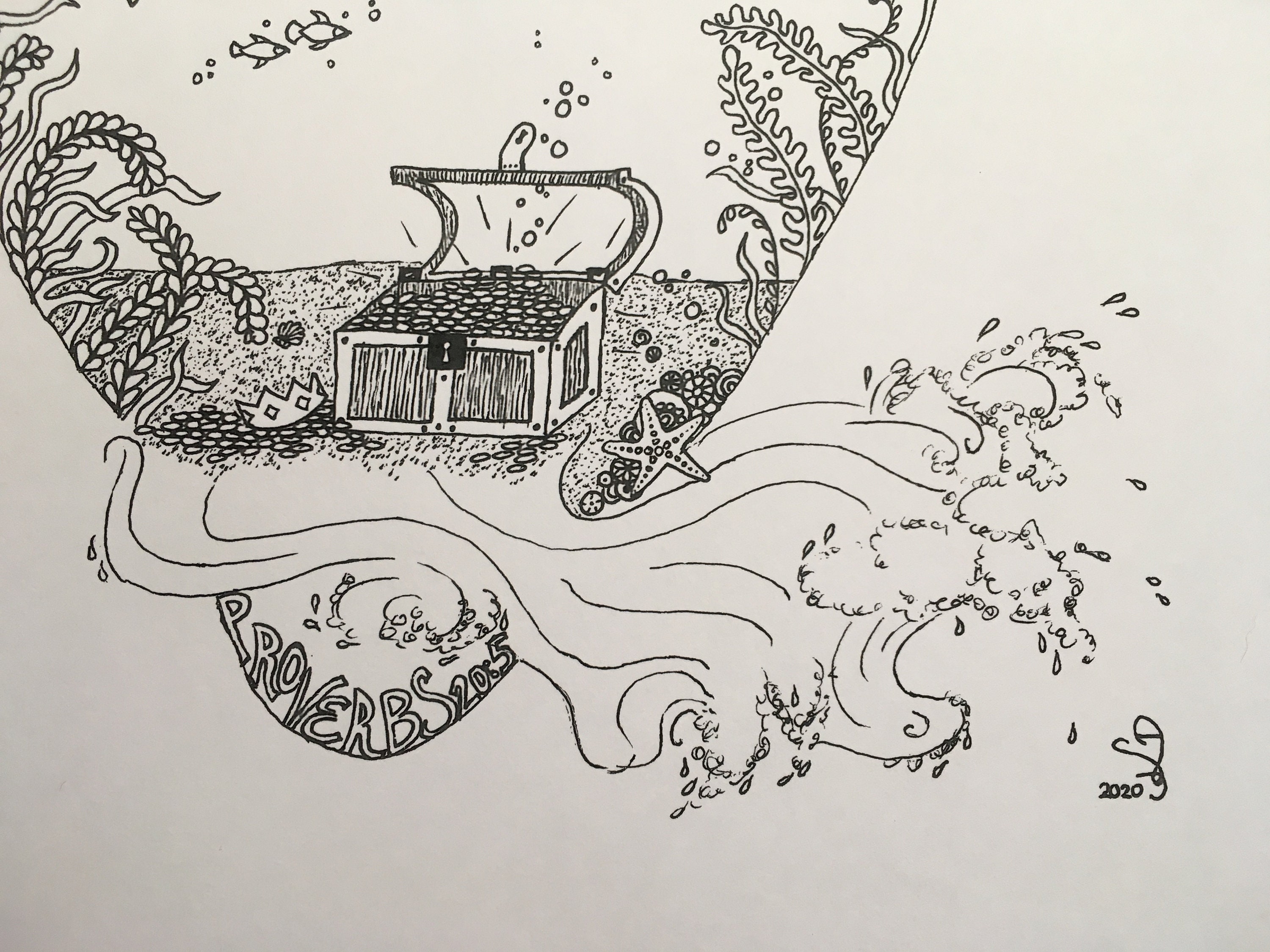 Ink Heart Anatomy Ocean Original Drawing Print - Etsy