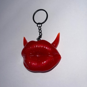 Red Lip Keychain | Handmade Resin Lip Keychain. - Etsy