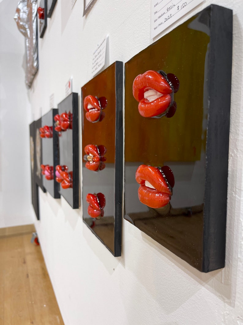 3D Red Lip Paintings, Original Art Piece. - Etsy
