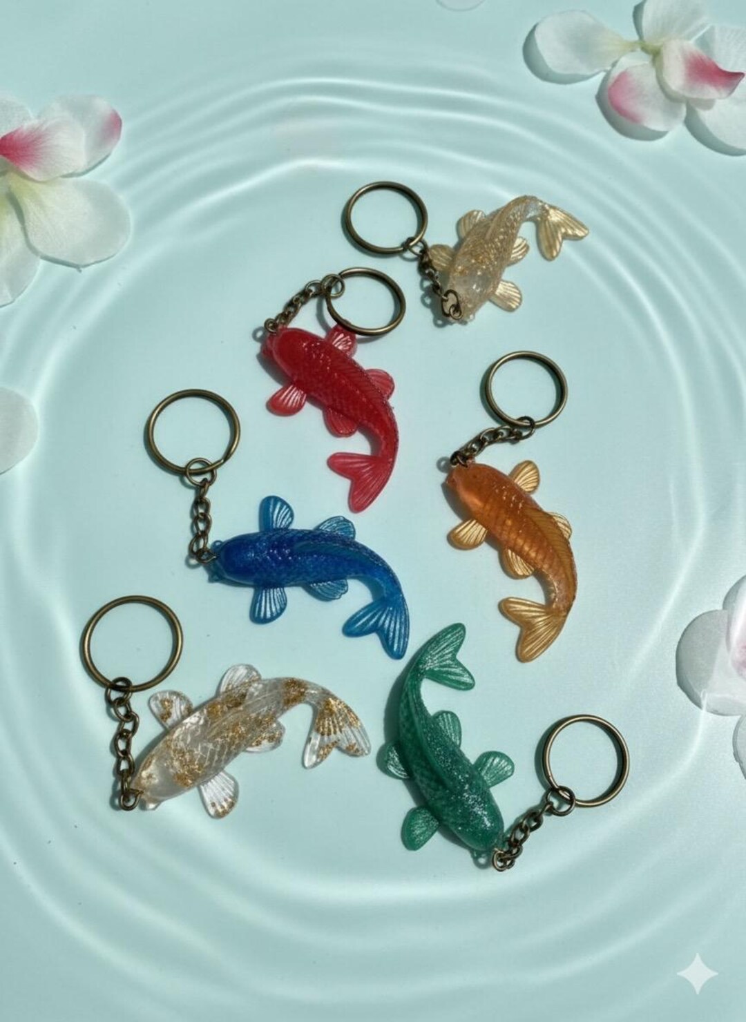 Handmade Koi Fish Resin Keychain - Unique Accessories - Etsy
