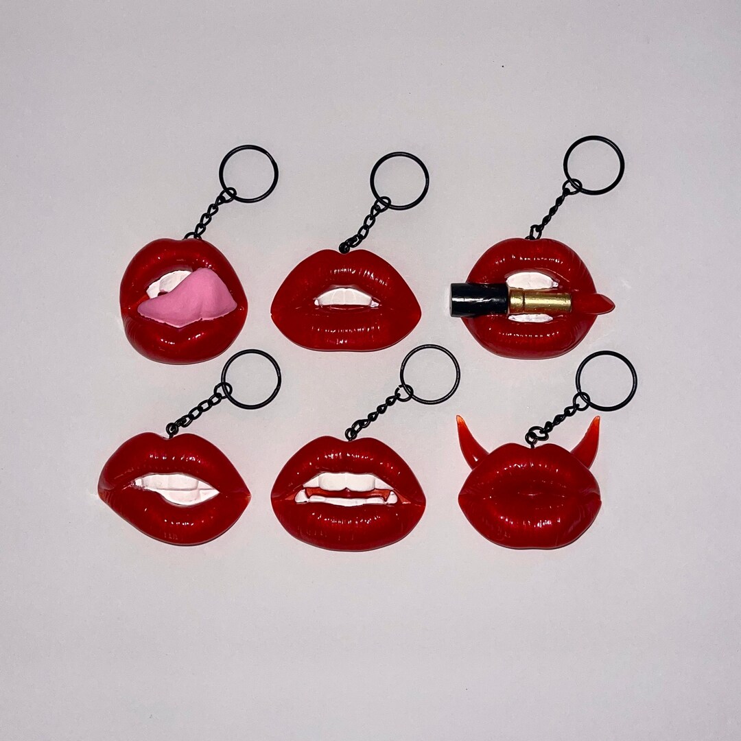 Red Lip Keychain | Handmade Resin Lip Keychain. - Etsy