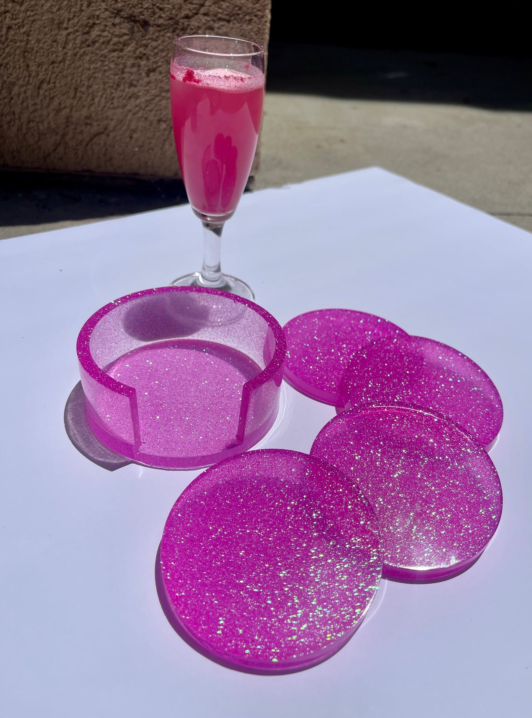 Barbie Pink Glitter Coaster Set of 4 - Etsy