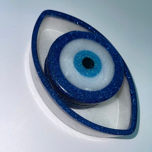 Blue Evil Eye Coasters With Eye Shaped Holder - Etsy
