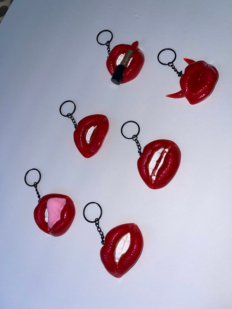 Red Lip Keychain | Handmade Resin Lip Keychain. - Etsy