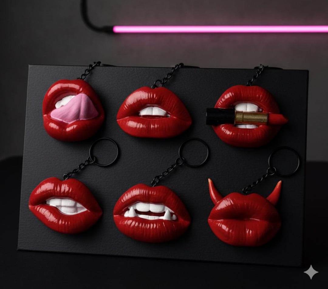 Handmade Resin Red Lip Keychain: Novelty Keychain - Etsy