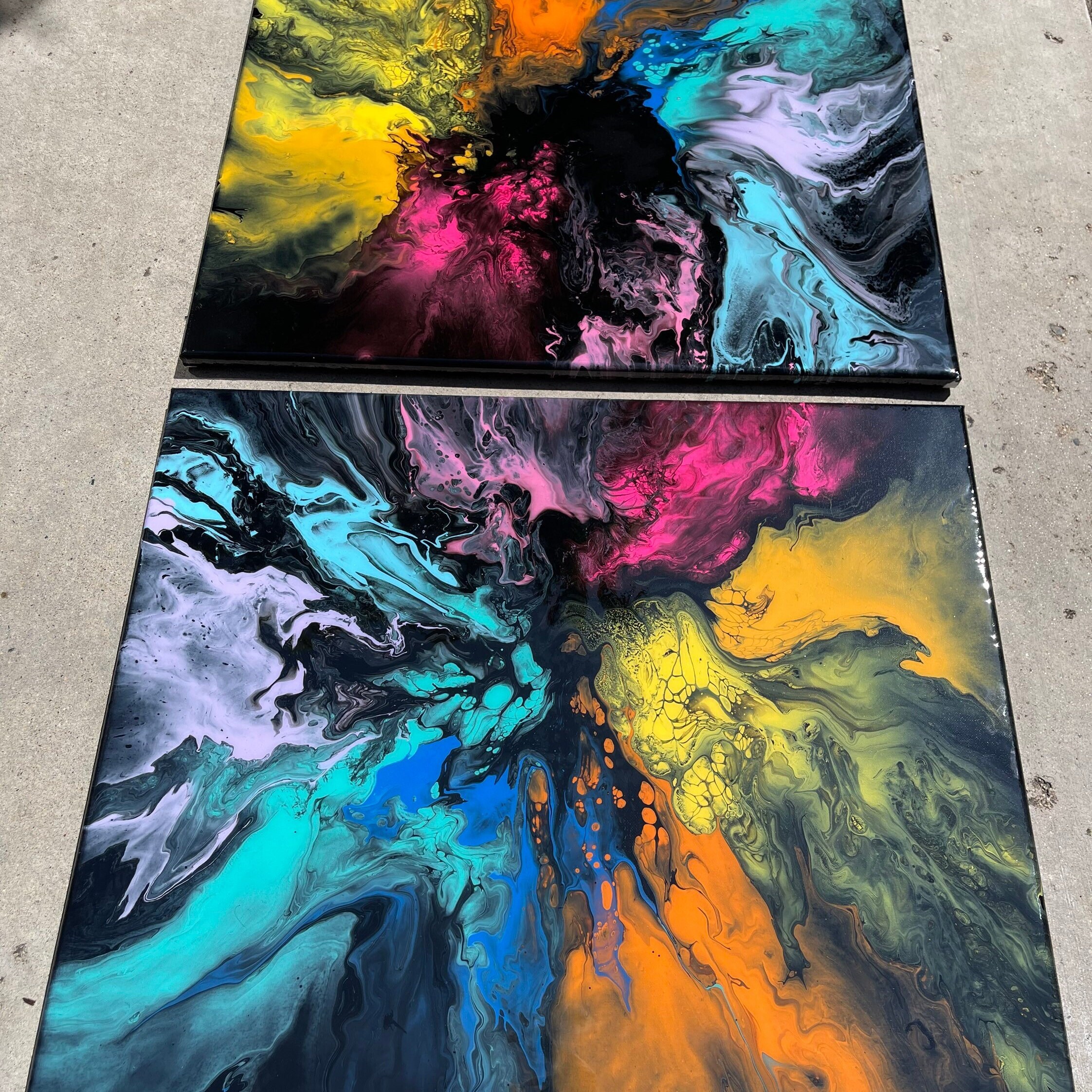 Neon Color Splash Resin Painting: Original Acrylic Pour Art - Etsy
