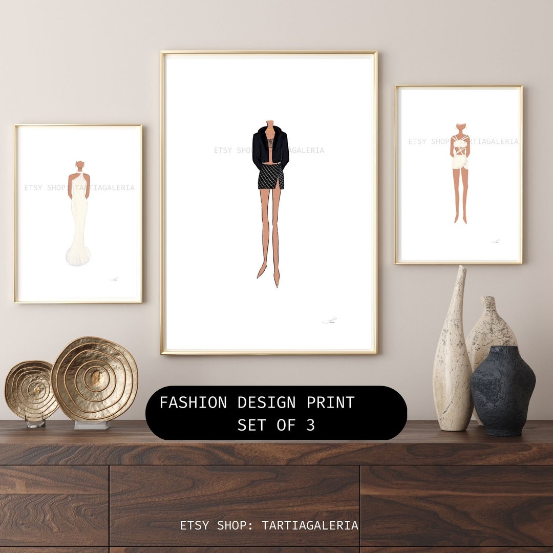 Set of 3 Fashion Prints | Fashion Design Digital Print | Instant ...