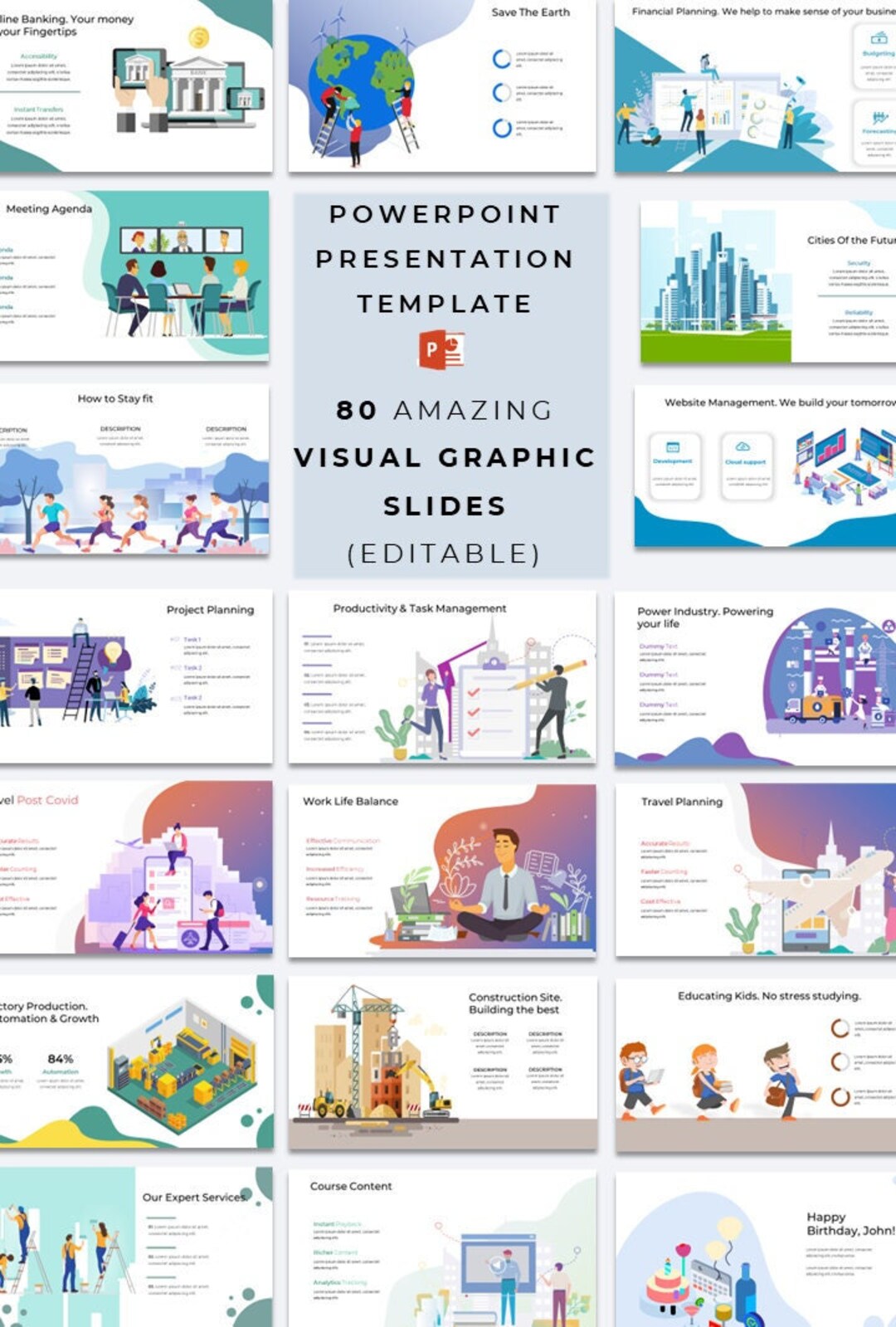2024 Visual Presentation Template Slides | Visual Graphic Slides| 80 ...