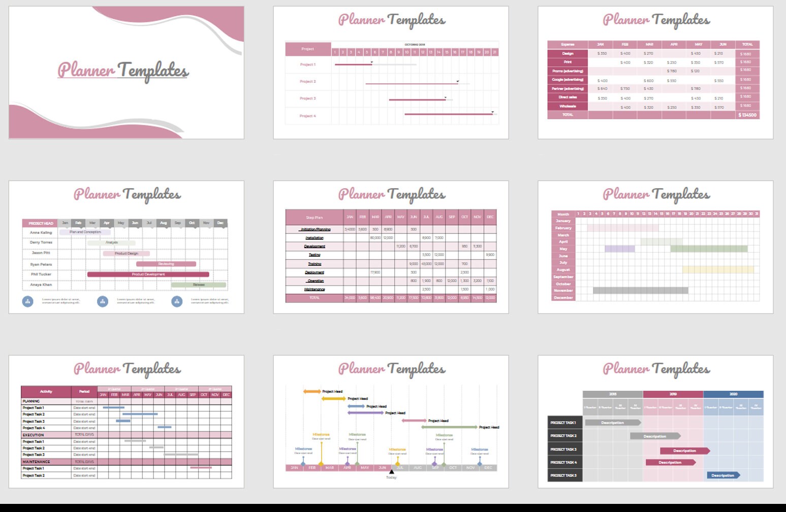 Planner Template Bundle| Gantt Chart Infographic Templates| Business ...