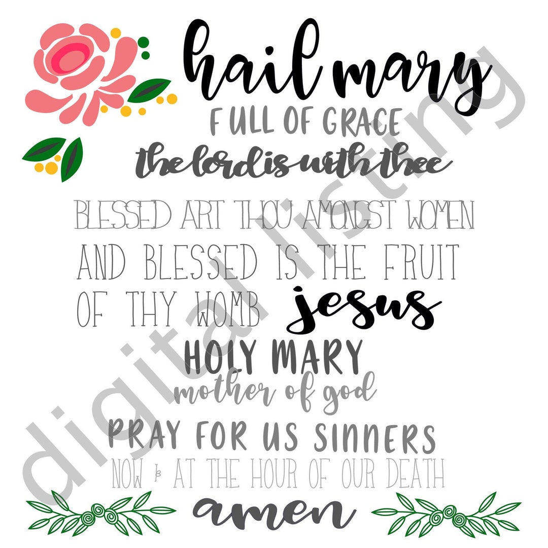Hail Mary Full Prayer *digital Download ONLY* - Etsy