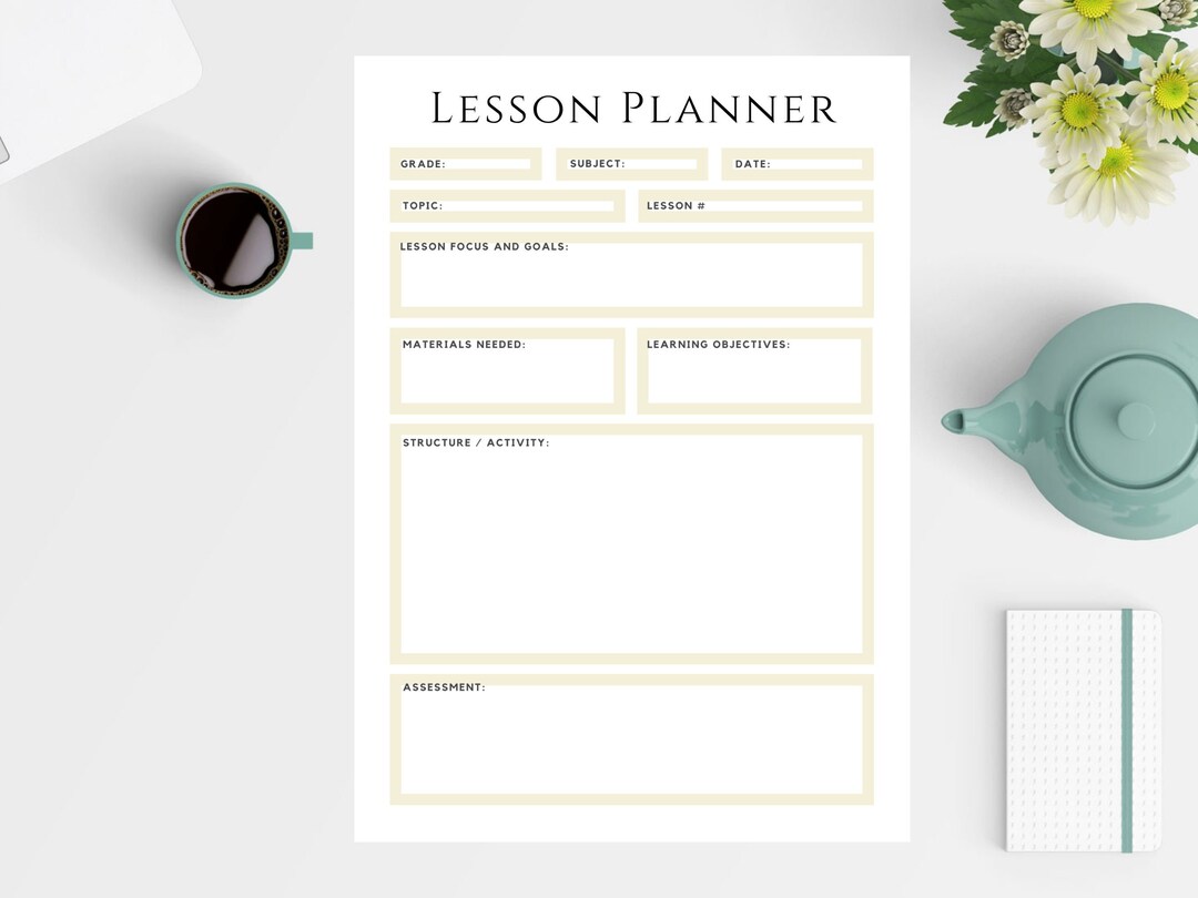 Printable Lesson Planner, Print at Home Lesson Plan, A4 - Etsy