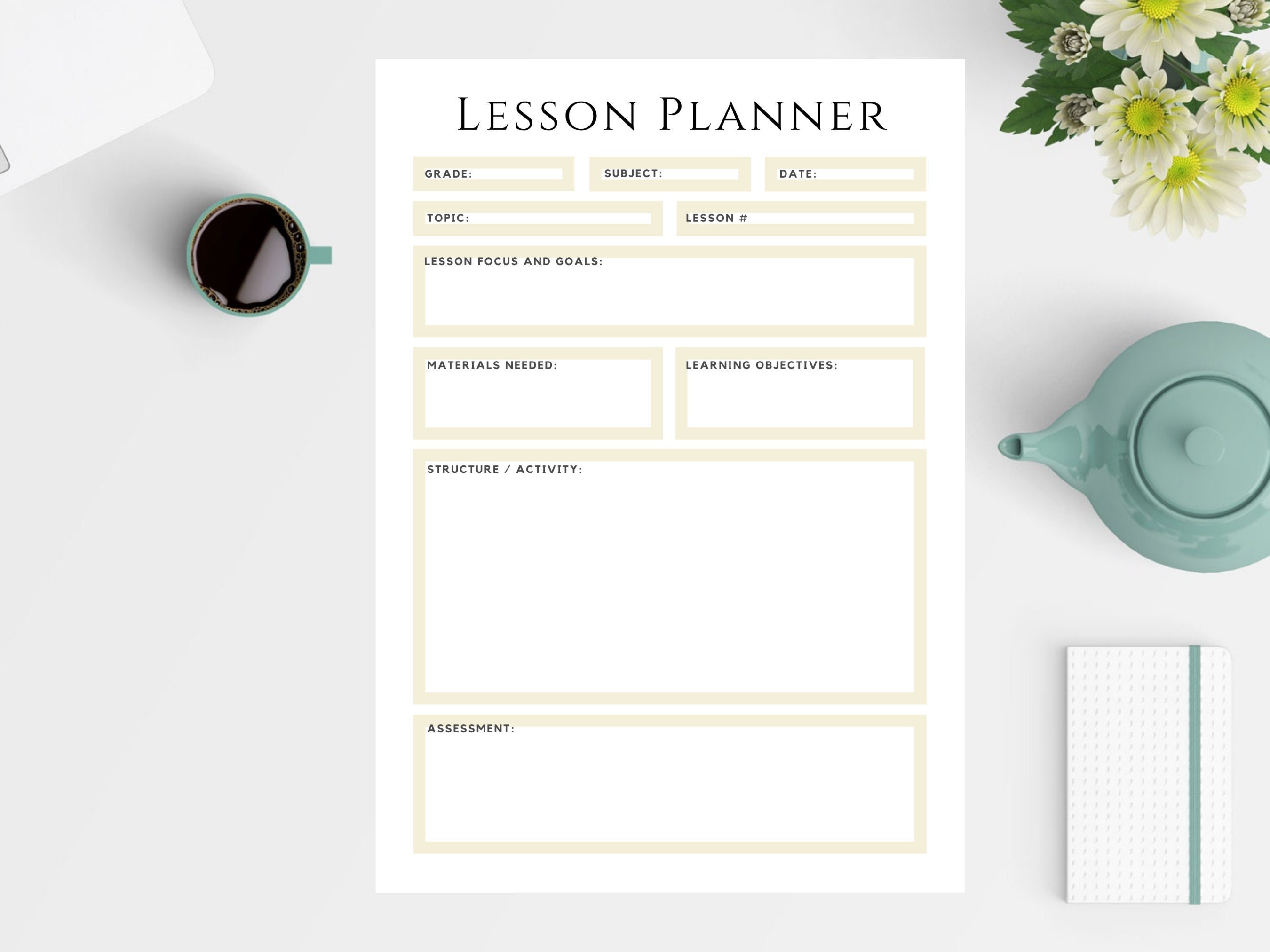 Printable Lesson Planner, Print at Home Lesson Plan, A4 - Etsy