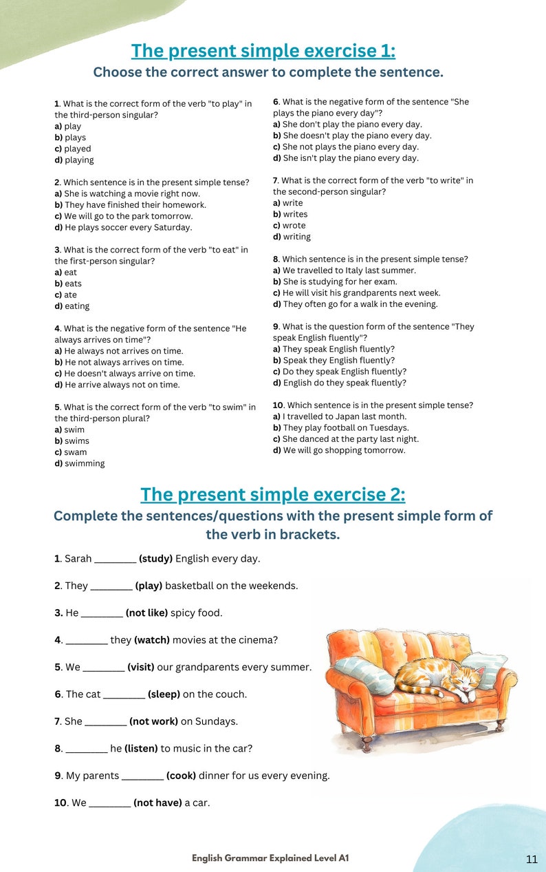 English Grammar Book Level A1 Beginner - English Worksheets (PDF ...