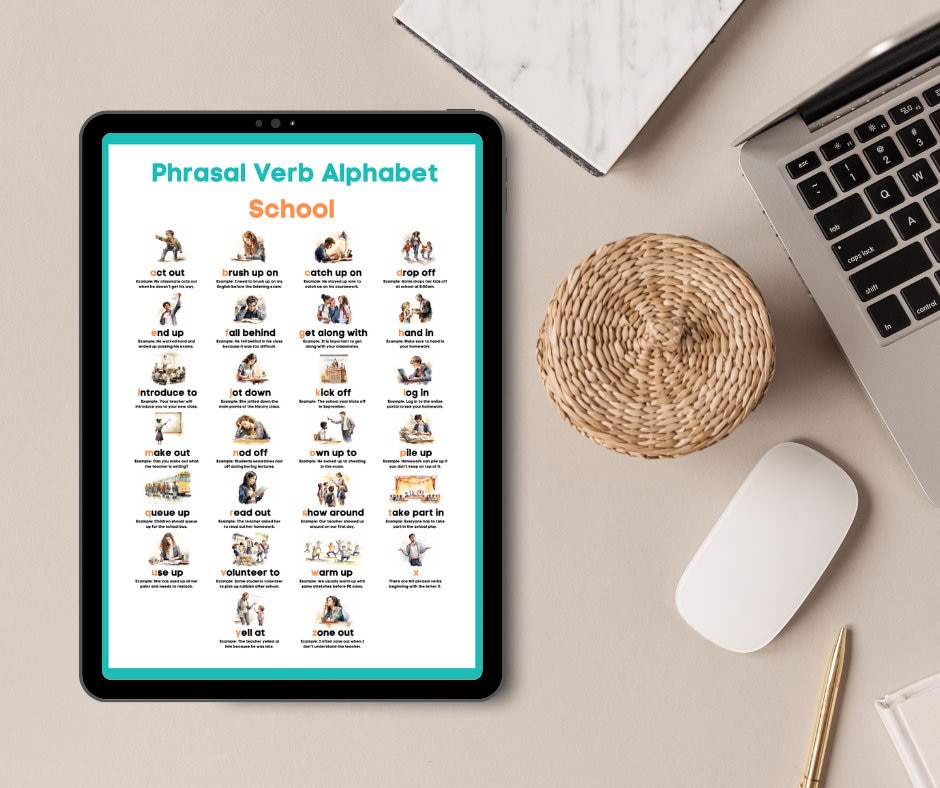 English Phrasal Verb Alphabet Poster - School Theme (digital Download ...