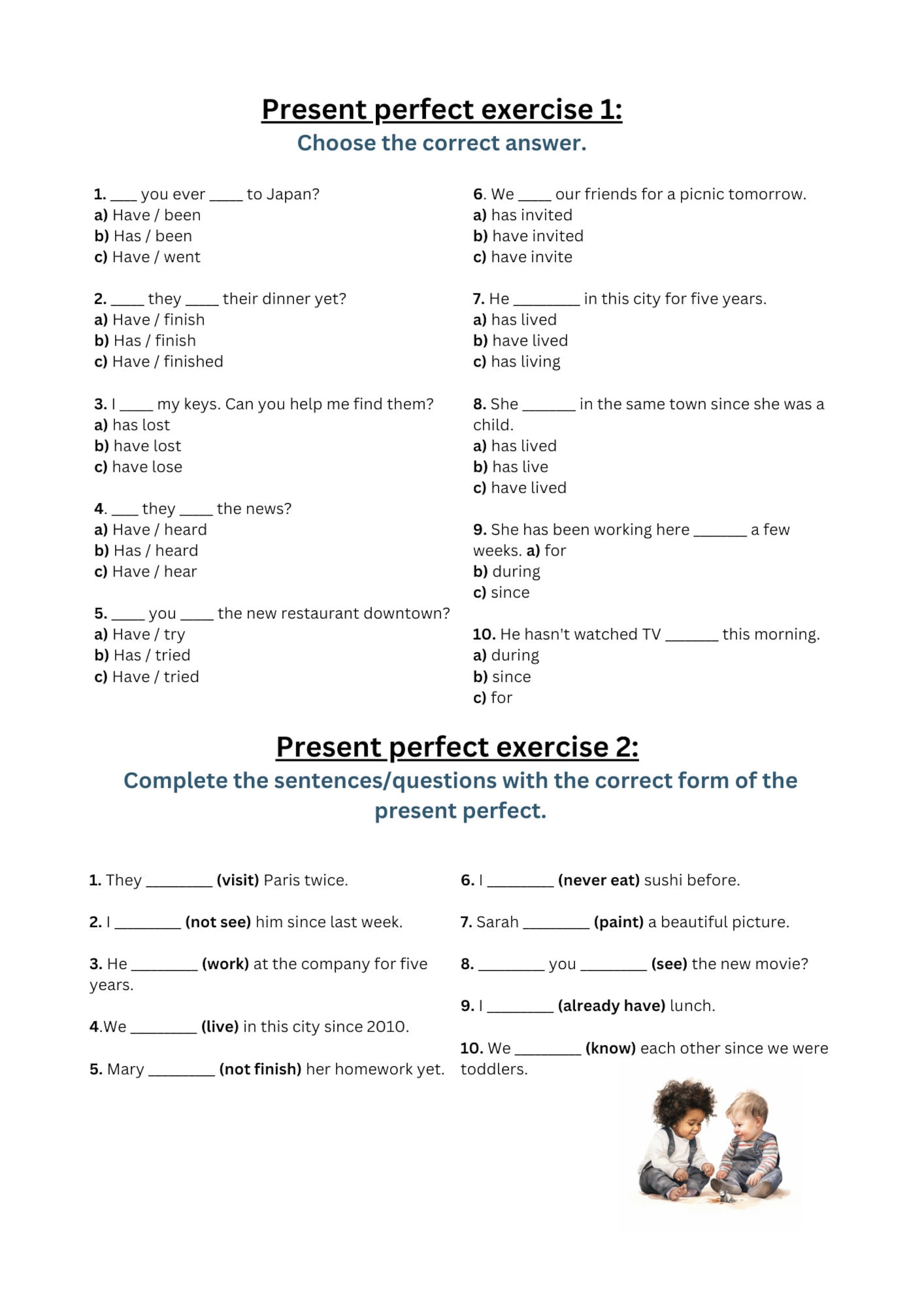 English Present Tenses (printable Worksheets) - Explanations ...