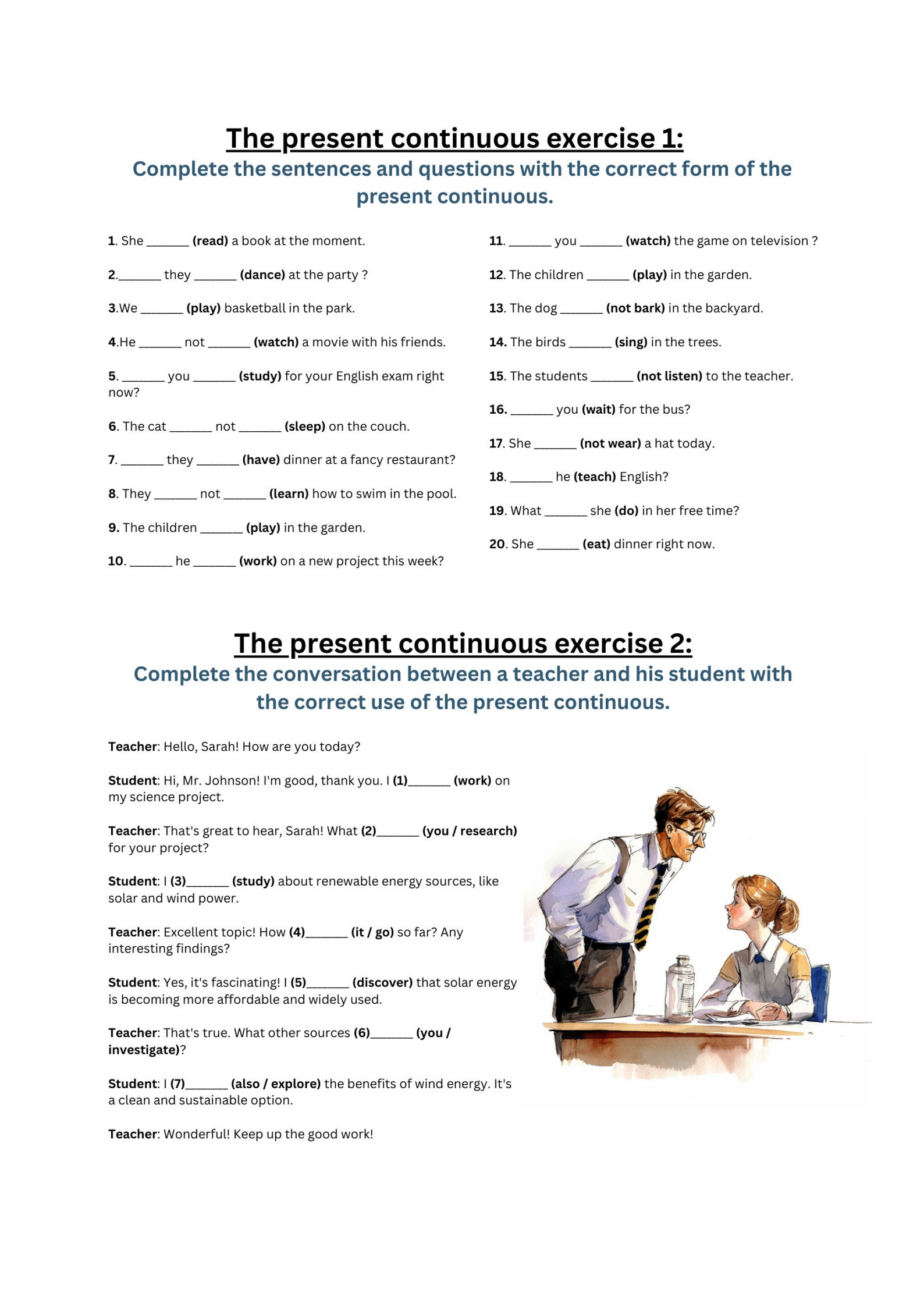 English Present Tenses (printable Worksheets) - Explanations ...