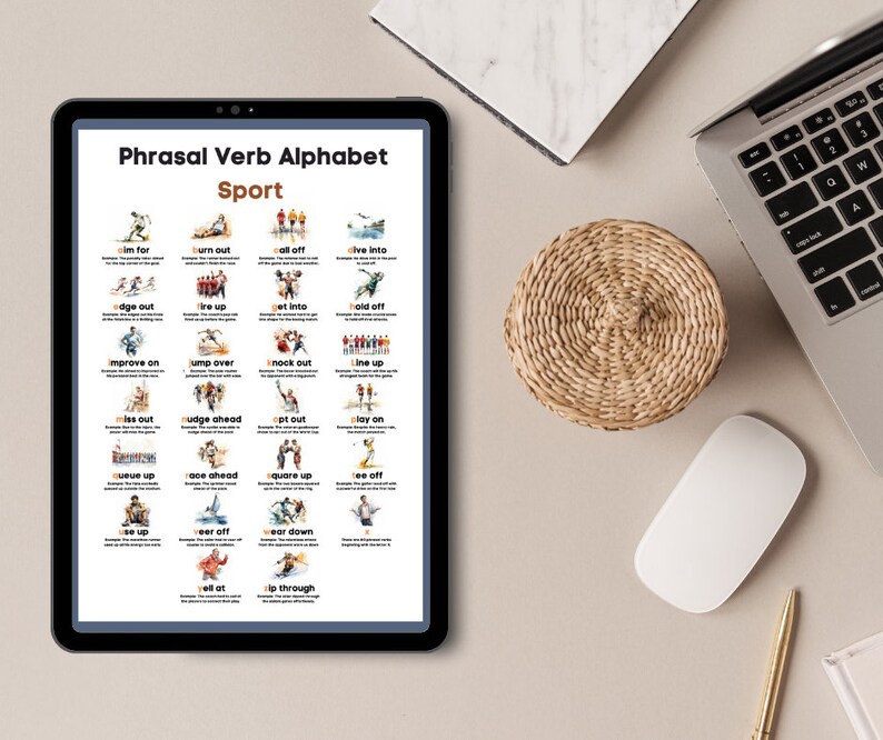 English Phrasal Verb Alphabet Poster - Sports Theme (digital Download) - Etsy