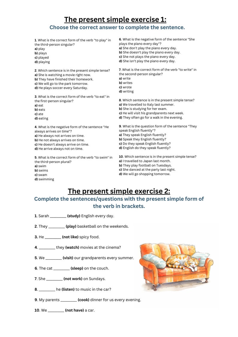 English Present Tenses (printable Worksheets) - Explanations ...