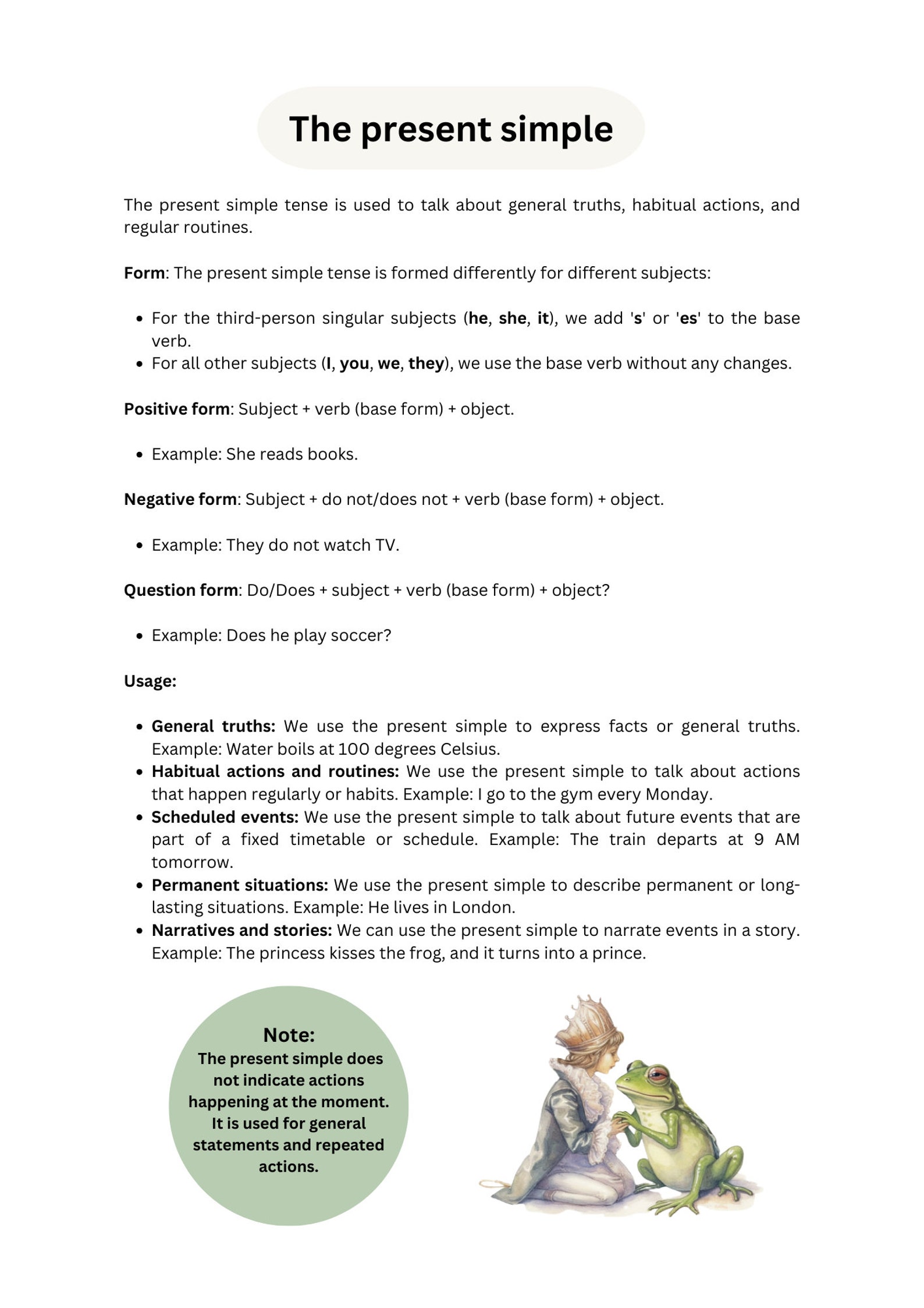 English Present Tenses (printable Worksheets) - Explanations ...