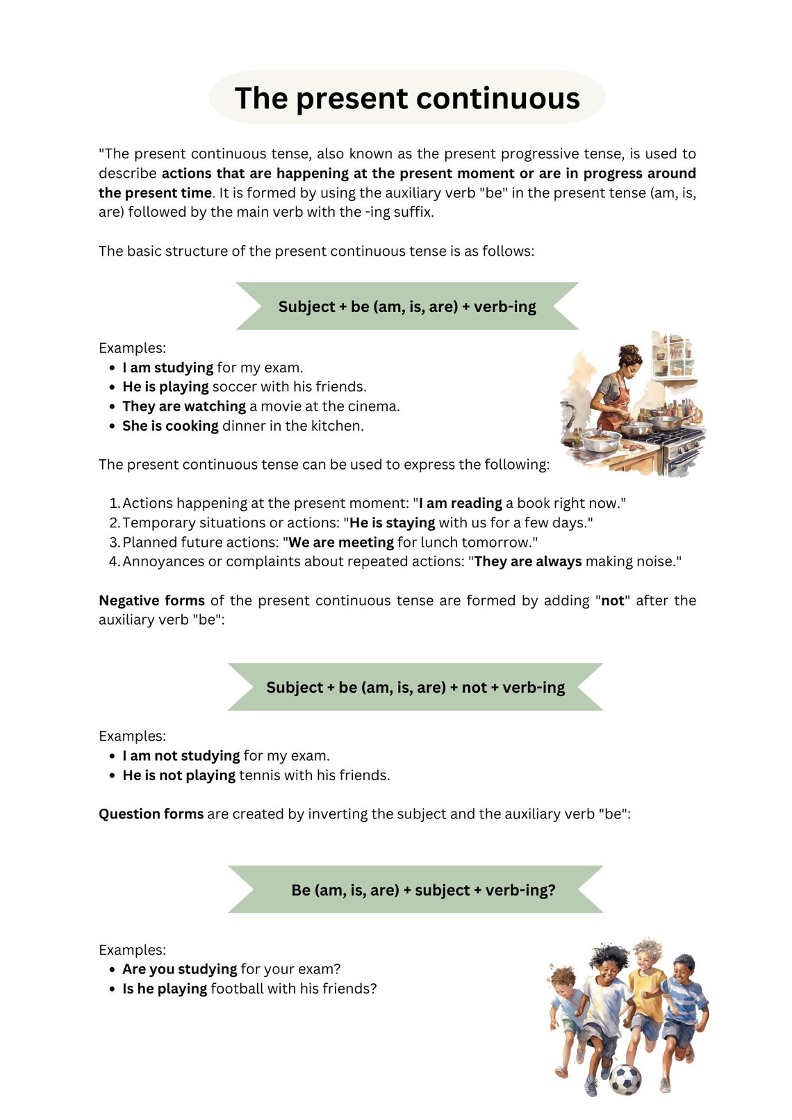 English Present Tenses (printable Worksheets) - Explanations ...