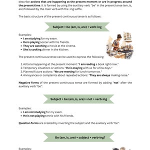 English Present Tenses (printable Worksheets) - Explanations ...