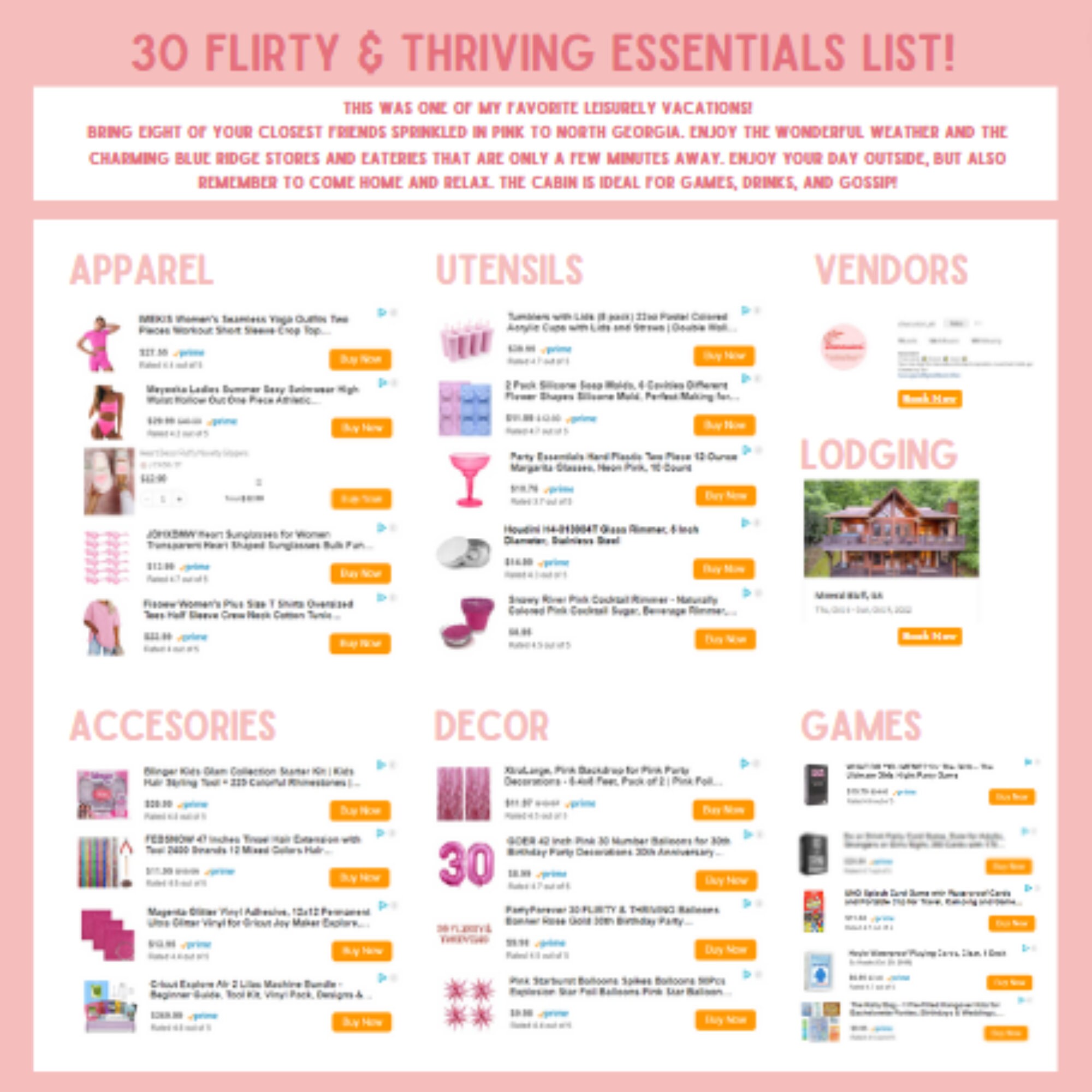 30 Flirty and Thriving Birthday - Downloadable Party Plan Includes ...