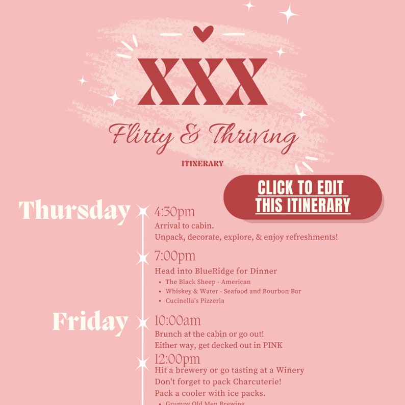 30 Flirty and Thriving Birthday - Downloadable Party Plan Includes ...