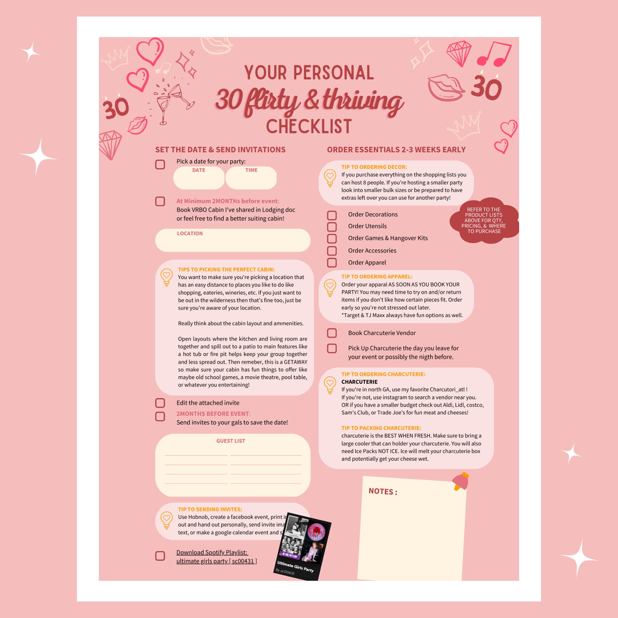30 Flirty and Thriving Birthday - Downloadable Party Plan Includes ...