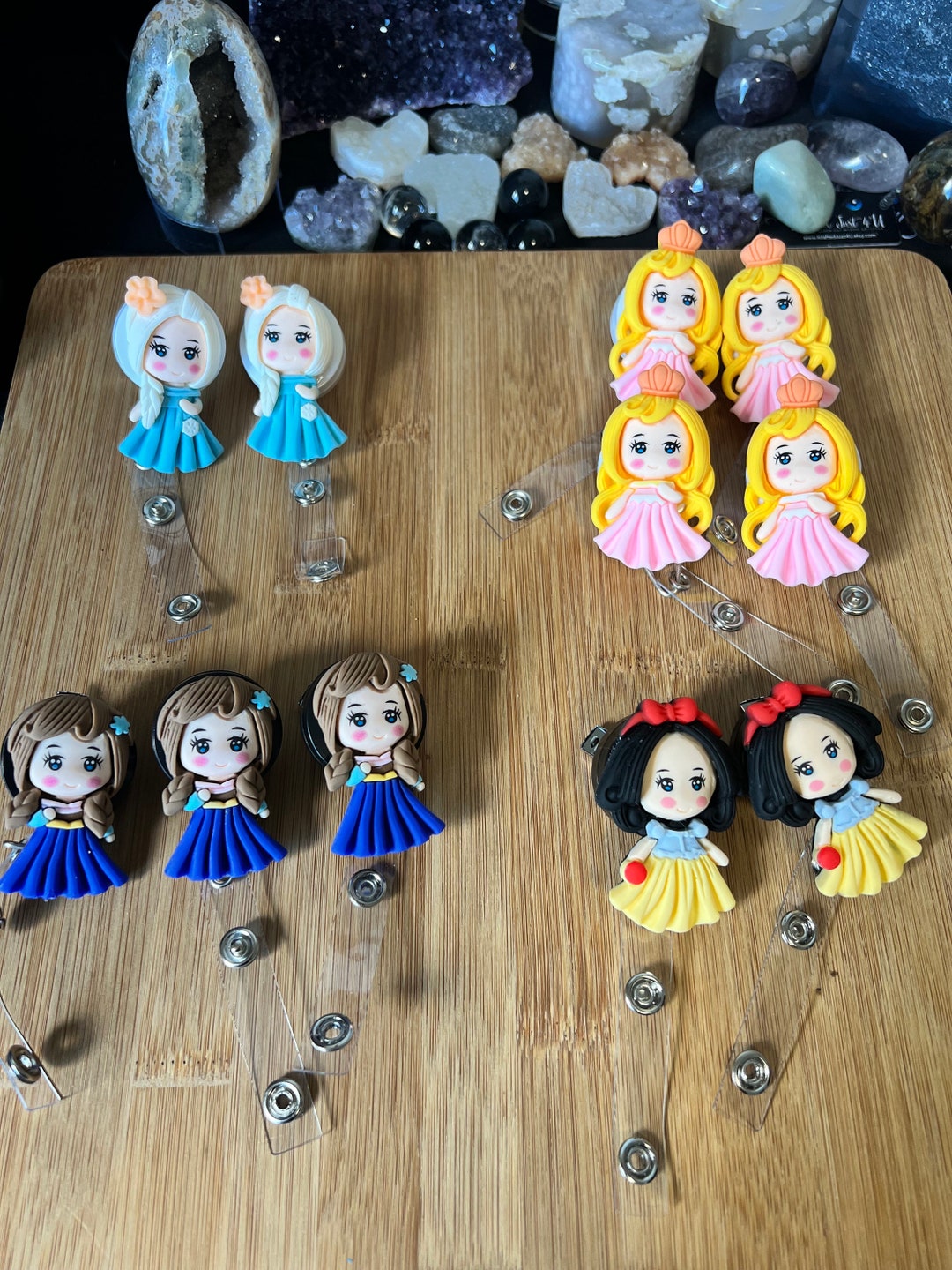 Kawaii Cute Princess Badge Clip on Reels, Cute Cartoon Resin Princess ...