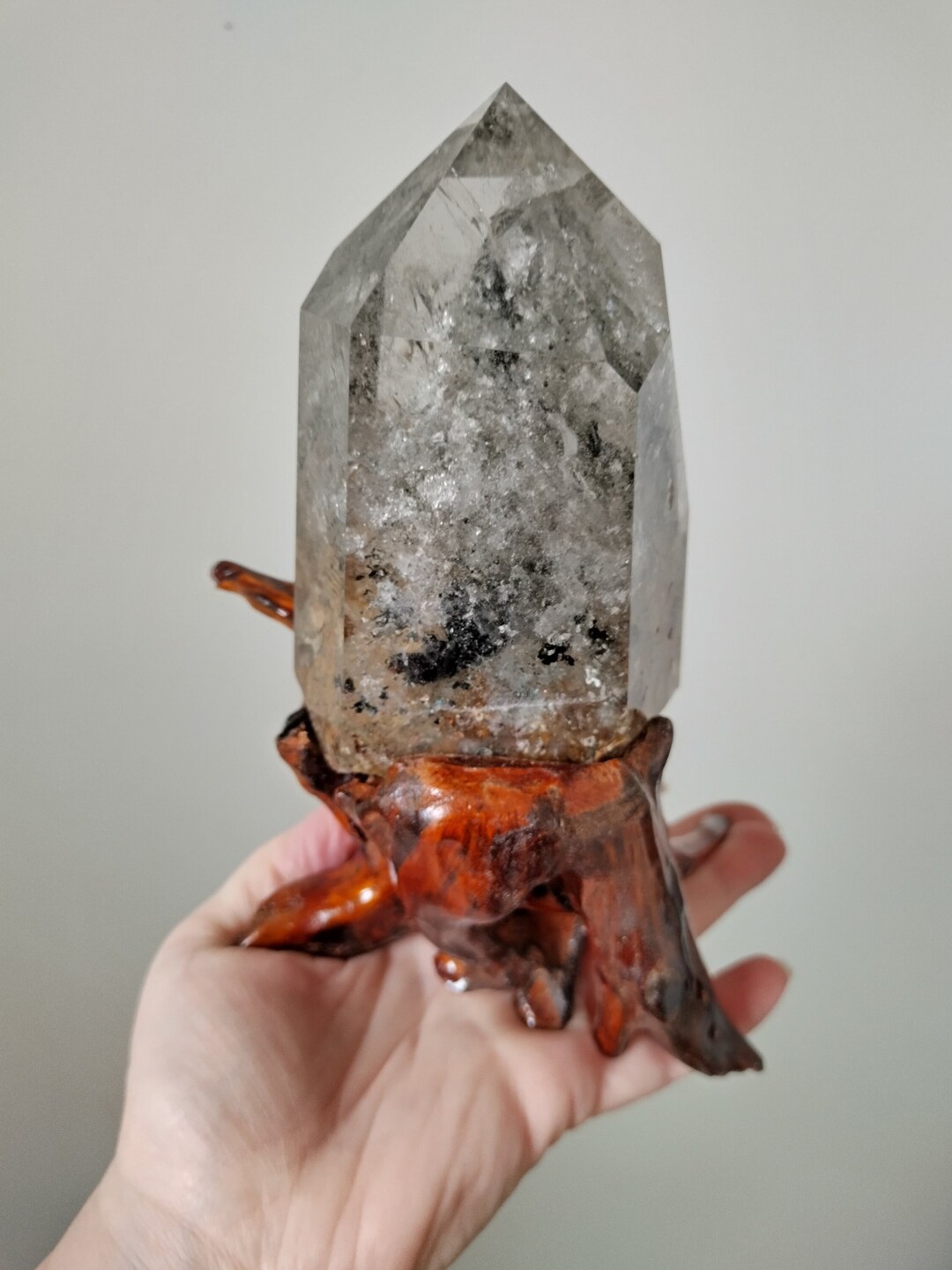 Garden Quartz Tower/point With Wood Stand - Etsy