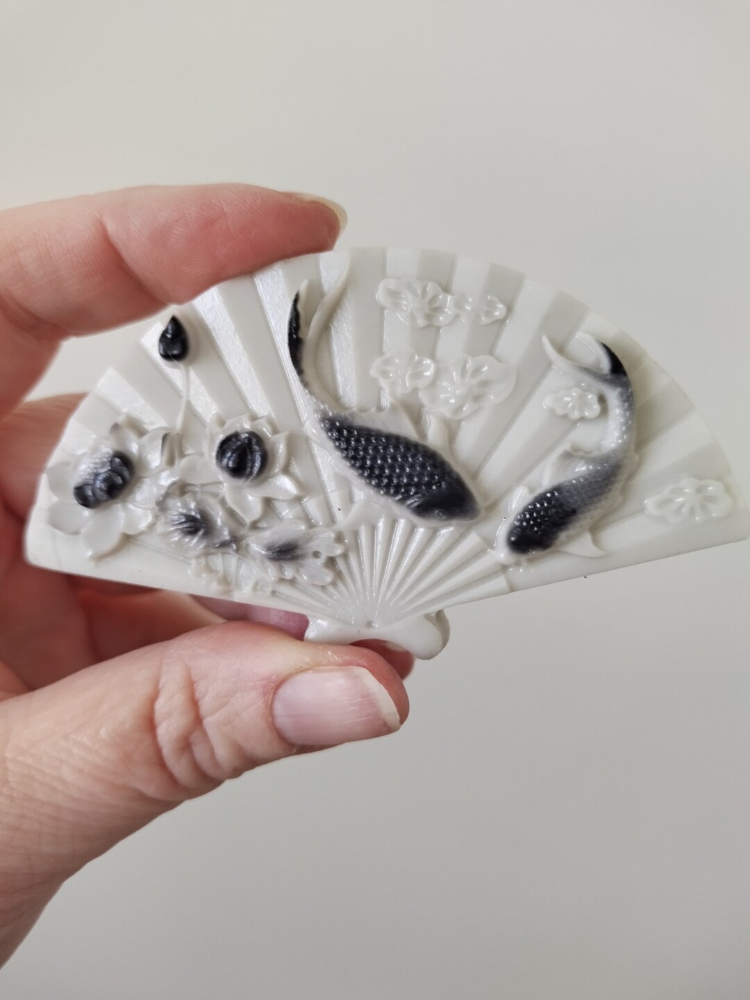 Taiji Jade Koi Fish Fan Carving - Etsy