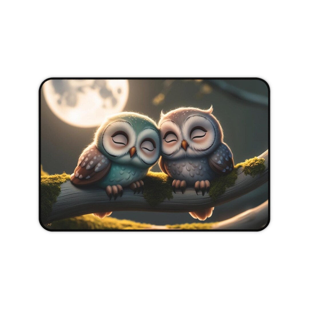 Charming Owl Desk Mat, Cozy Home Office Decor, Cute Gift for Nature ...